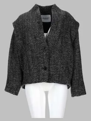 MARANT ETOILE Drogo Wool Herringbone Jacket - Charcoal