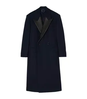Burberry Wool Crathorne Tuxedo Coat - Navy
