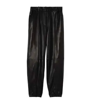 Burberry Leather Tapered Trousers - Black