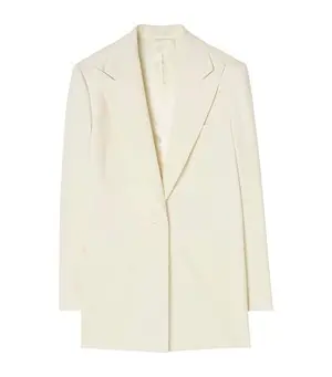 Burberry Wool Grain De Poudre Pinstripe Jacket - White