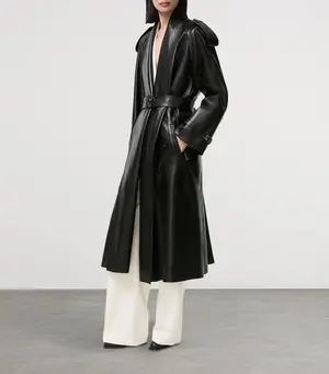 Burberry Leather Wrap Trench Coat