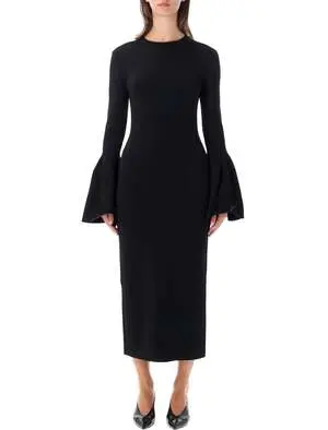 Stella McCartney Long Sleeve Flared Cuff Midi Dress - Nero