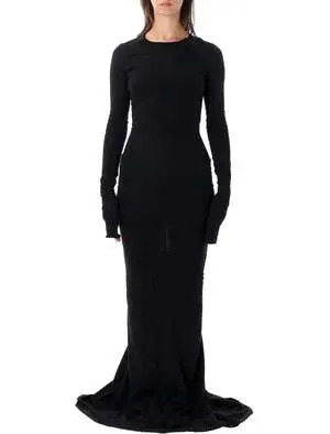 Rick Owens Long-sleeve Fitted Maxi Dress - Nero