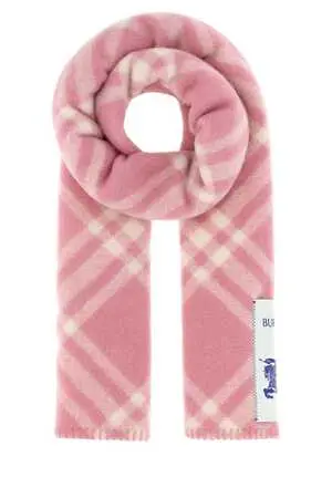 Burberry Embroidered Wool Scarf, 182 X 30 Cm - Checked