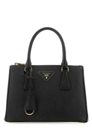 Prada Mini Galleria Leather Handbag With Top Handle & Shoulder Strap - Black