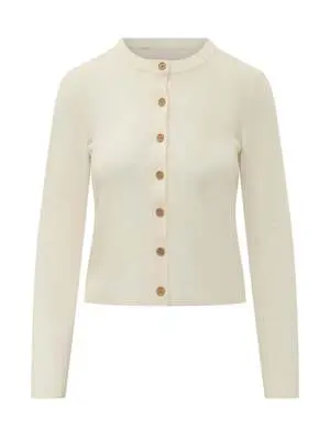 Michael Kors Merino Wool Rib Crew Cardigan