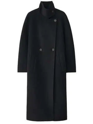 LISA YANG Double-breasted High-collar Wool-cashmere Coat