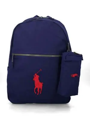 Polo Ralph Lauren Canvas Backpack With Zip Pocket And Pouch - Blu