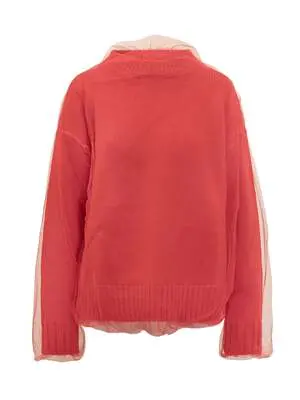 MSGM Chic Cardigan With Tulle Detail - Red