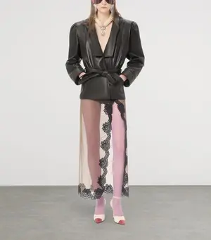 Valentino Garavani Sheer Lace-trim Maxi Skirt