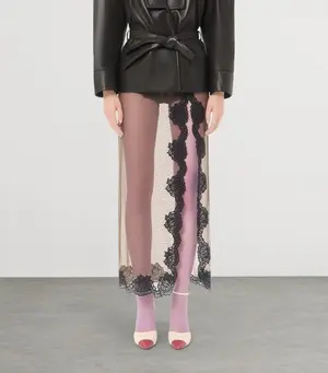 Valentino Garavani Sheer Lace-trim Maxi Skirt