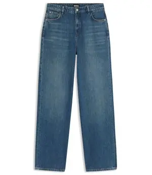 BOSS Boyfriend-fit Jeans In Indigo Cotton Blend - Light Blue