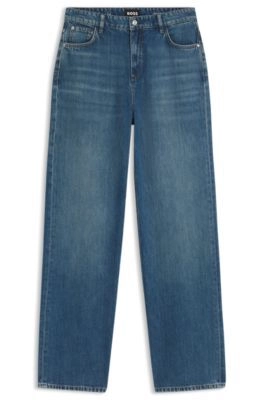 BOSS Boyfriend-fit Jeans In Indigo Cotton Blend
