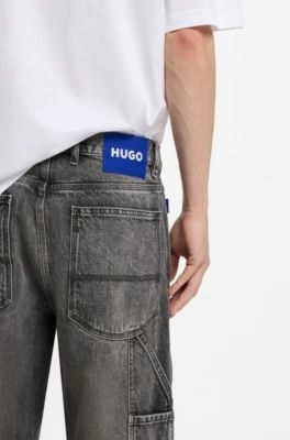 Hugo Baggy-fit Black Jeans With Carpenter Details