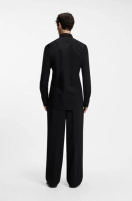 Hugo Slim-fit Shirt In Easy-iron Cotton Poplin - Black