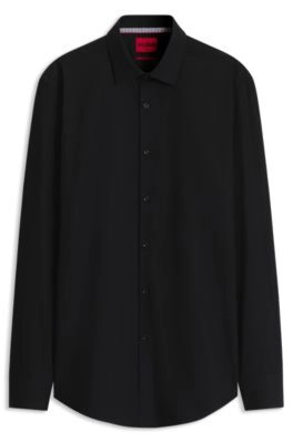 Hugo Slim-fit Shirt In Easy-iron Cotton Poplin - Black