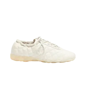 Chanel Quilted Lambskin Lace-up Sneakers - Ivory