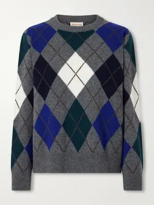 &daughter Ava Argyle Checked Wool Sweater
