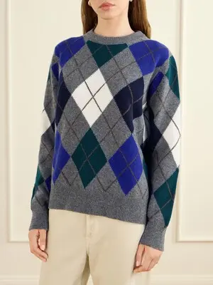 &daughter Ava Argyle Checked Wool Sweater