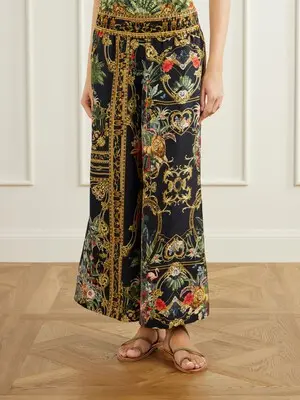 Camilla Cropped Printed Wide-leg Pants