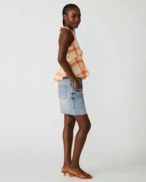 Steve Madden Tania Halter Neck Top - Plaid