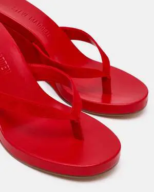 Steve Madden Wedge Thong Sandals - Red Suede