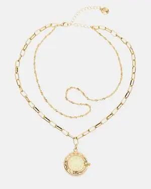 Steve Madden Tone Layered Watch Pendant Necklace
