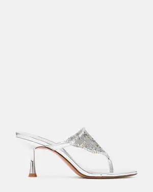 Steve Madden Fanya Thong Heels - Silver