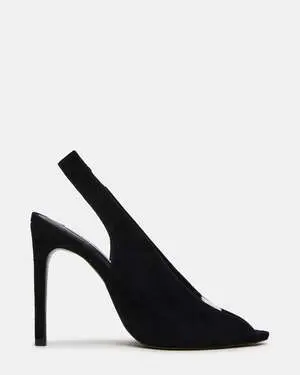 Steve Madden Sasha Peep Toe Heels - Black Suede