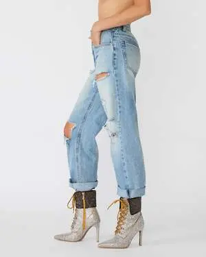 Steve Madden Morals Silver Rhinestones Lace-up Booties