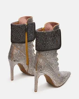 Steve Madden Morals Silver Rhinestones Lace-up Booties
