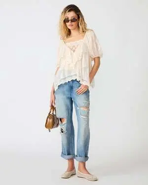 Steve Madden Vickie Top Short Sleeve Flowy Lace Top