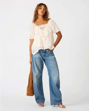Steve Madden Vickie Top Short Sleeve Flowy Lace Top