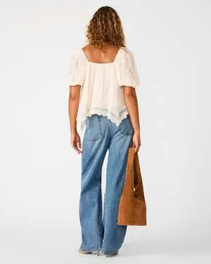 Steve Madden Vickie Top Short Sleeve Flowy Lace Top