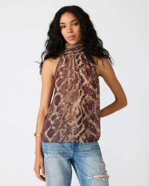 Steve Madden Sleeveless High Neck Top With Tie Detail