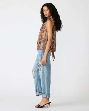 Steve Madden Sleeveless High Neck Top With Tie Detail