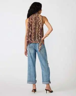 Steve Madden Sleeveless High Neck Top With Tie Detail