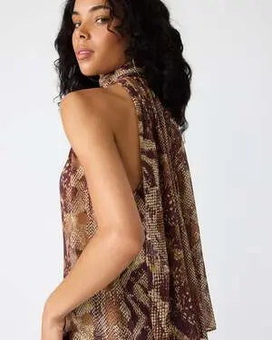 Steve Madden Sleeveless High Neck Top With Tie Detail