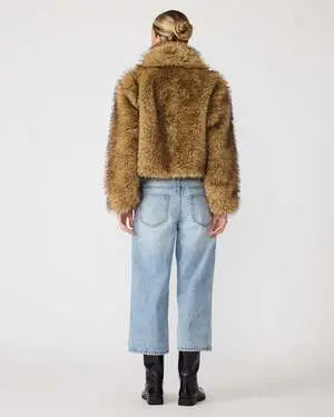 Steve Madden Roe Coat Long Sleeve Faux Fur Jackets & Coats
