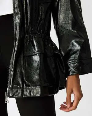 Steve Madden Faux Leather High-neck Zip-up Jacket