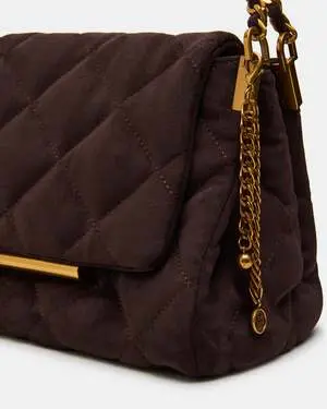 Steve Madden Quilted Faux Suede Shoulder Bag With Chain Strap