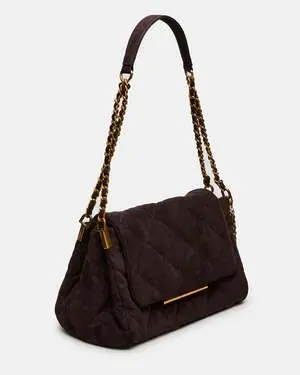 Steve Madden Quilted Faux Suede Shoulder Bag With Chain Strap