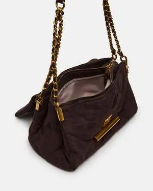 Steve Madden Quilted Faux Suede Shoulder Bag With Chain Strap