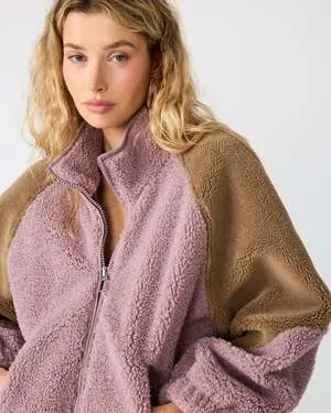 Steve Madden Nina Sherpa Jacket Long Sleeve Jackets & Coats