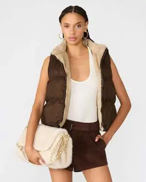 Steve Madden Faux Fur Shoulder Bag With Chain Strap