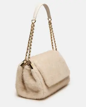 Steve Madden Faux Fur Shoulder Bag With Chain Strap
