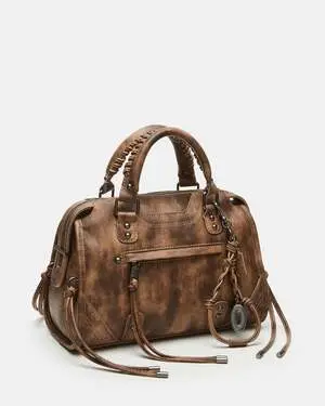 Steve Madden Riggs Satchel Bag - Brown Distressed