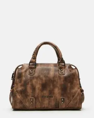 Steve Madden Riggs Satchel Bag - Brown Distressed