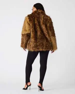 Steve Madden Norie Faux Fur Patchwork Coat