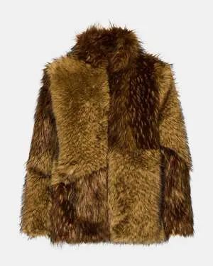 Steve Madden Norie Faux Fur Patchwork Coat